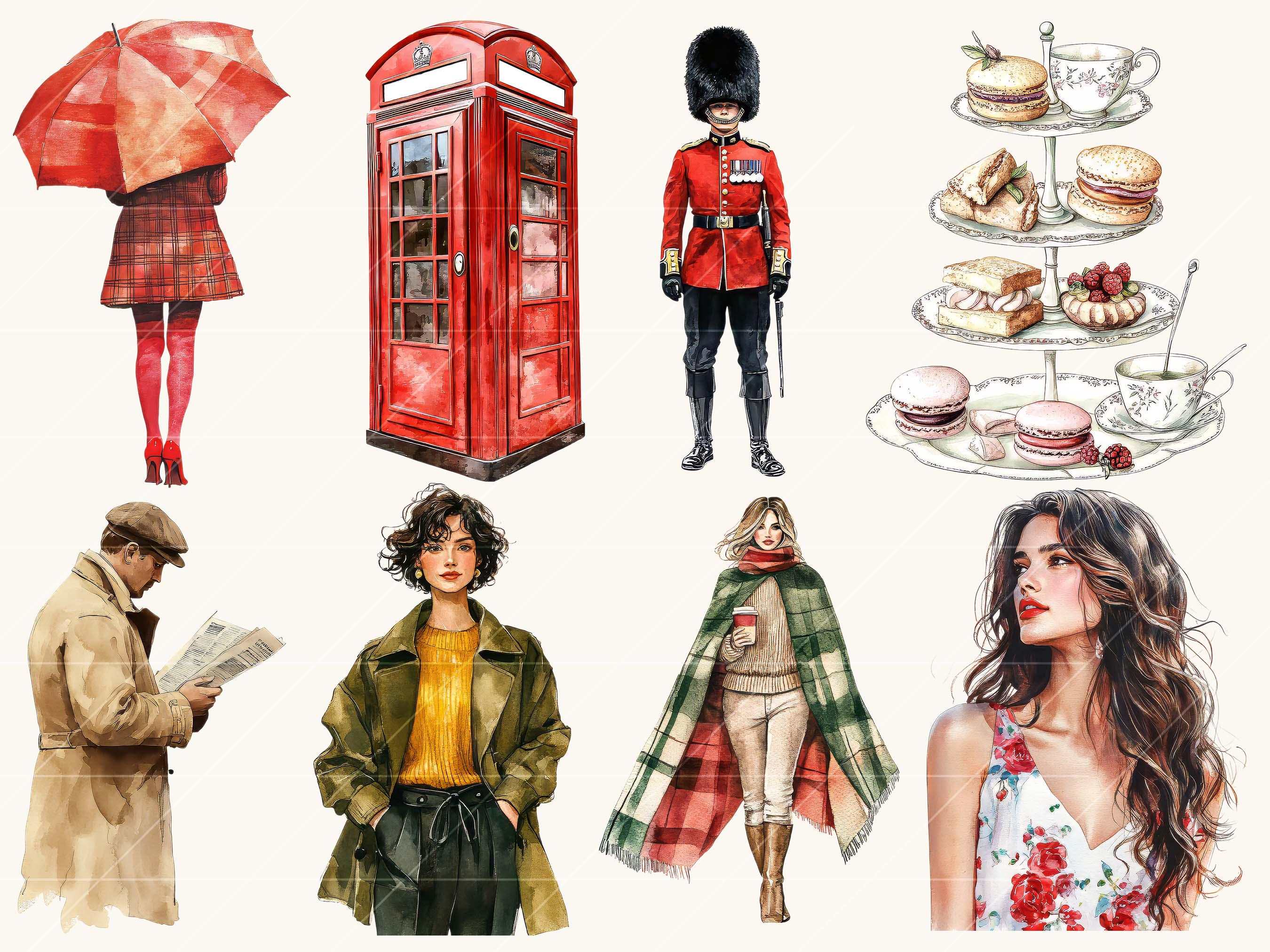 Watercolor London Clipart Bundle: UK Landmarks, PNG Art (digital ...