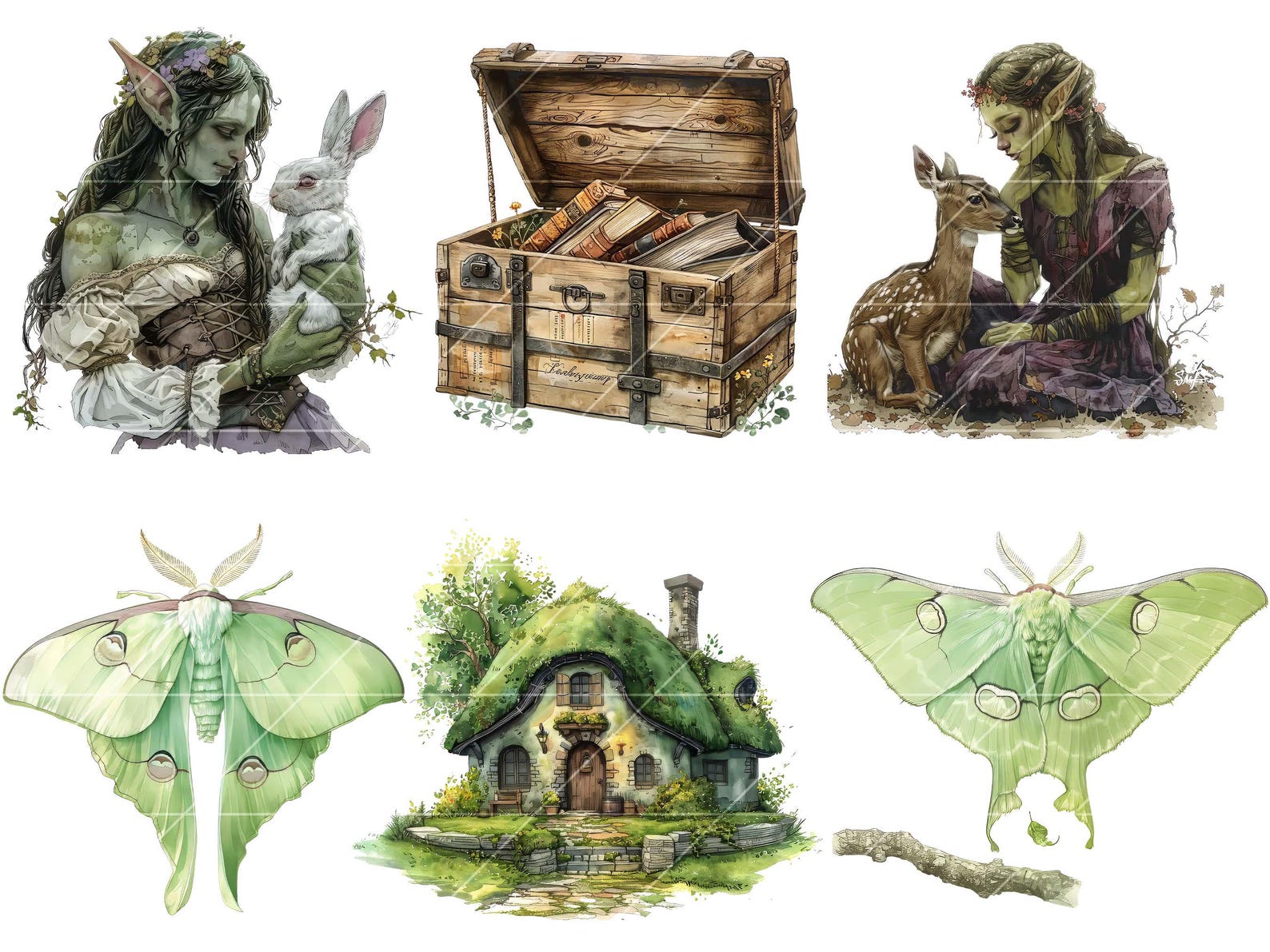 Watercolor Goblin Core Clipart Bundle: PNG Designs (digital Download ...