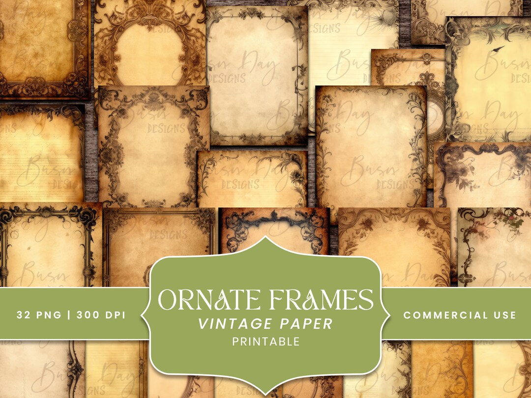 32 Ornate Frames Journal Paper Bundle, Digital Scrapbooking, Digital ...