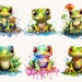 30 Watercolor Cute Baby Frog Clipart, Clipart Bundle, Commercial Use ...