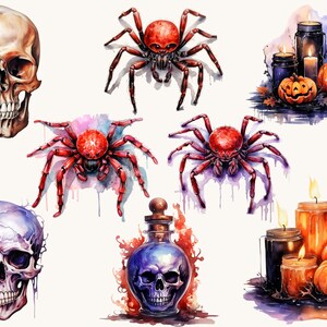 40 Watercolor Red Halloween Elements Clipart Bundle Printable Wall Art ...