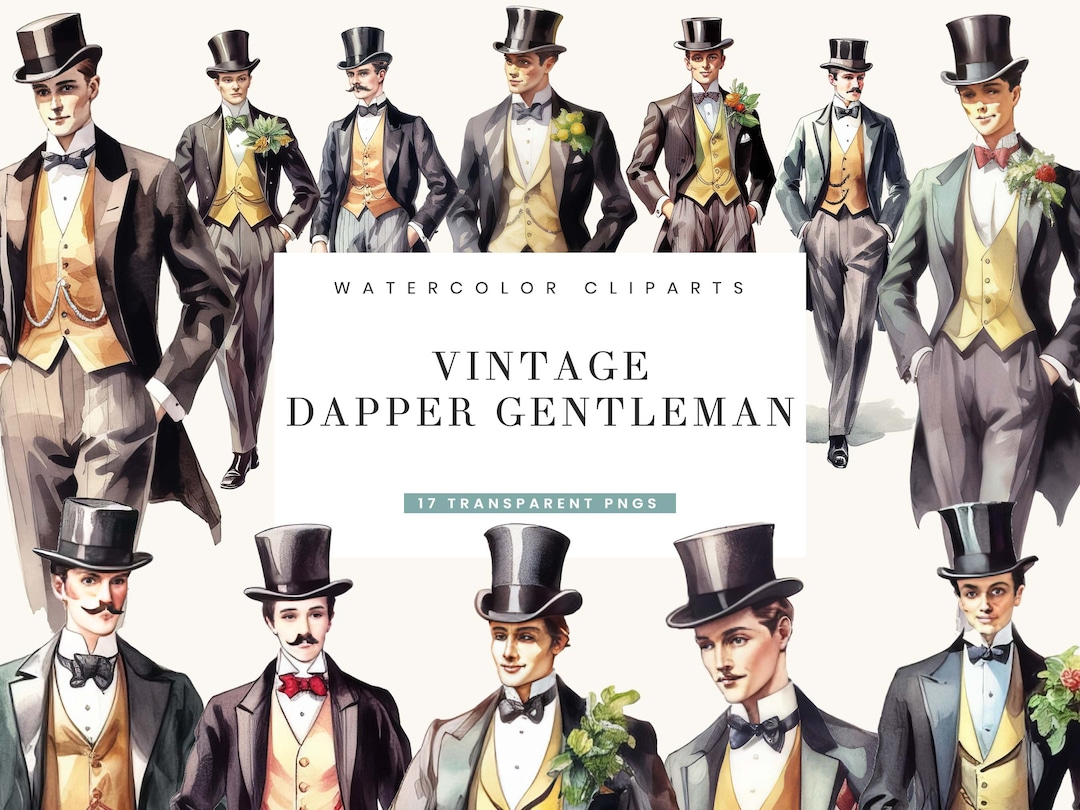 Watercolor Dapper Gentleman Clipart Bundle: Vintage Style (digital Download) - Etsy