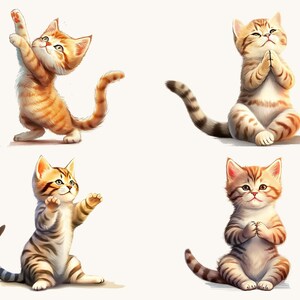 16 Watercolor Cute Yoga Cat Clipart Bundle Sublimation Designs Instant ...