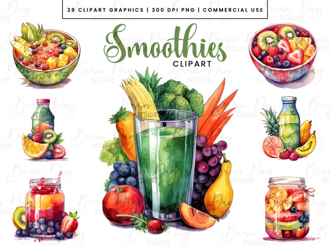 Watercolor Smoothies Clipart Bundle, Watercolor Clipart,digital ...