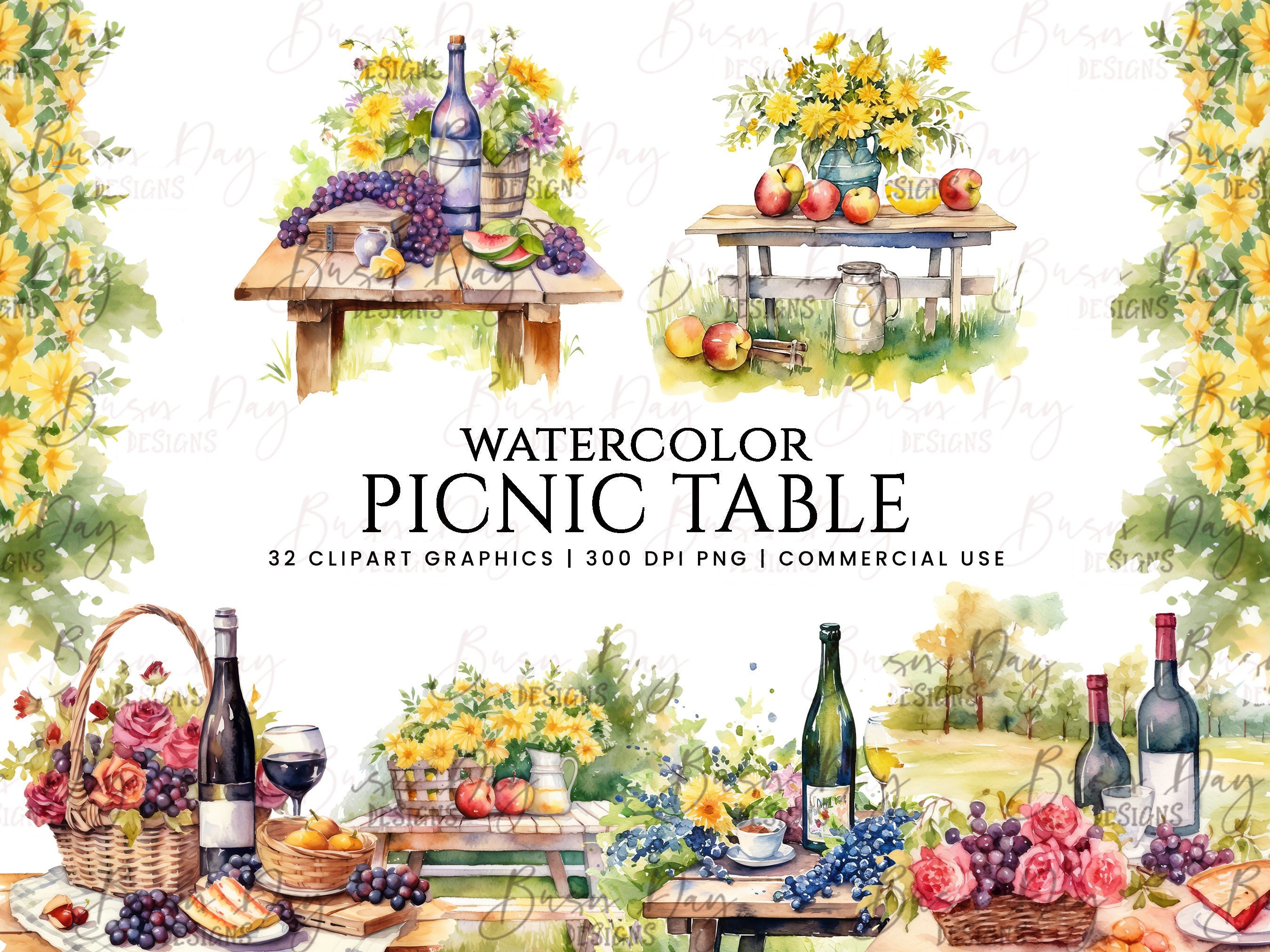 Summer Picnic Table Clip Art