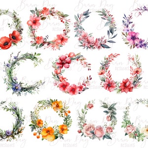 Watercolor Floral Wreaths Clipart Bundle (digital Download) - Etsy