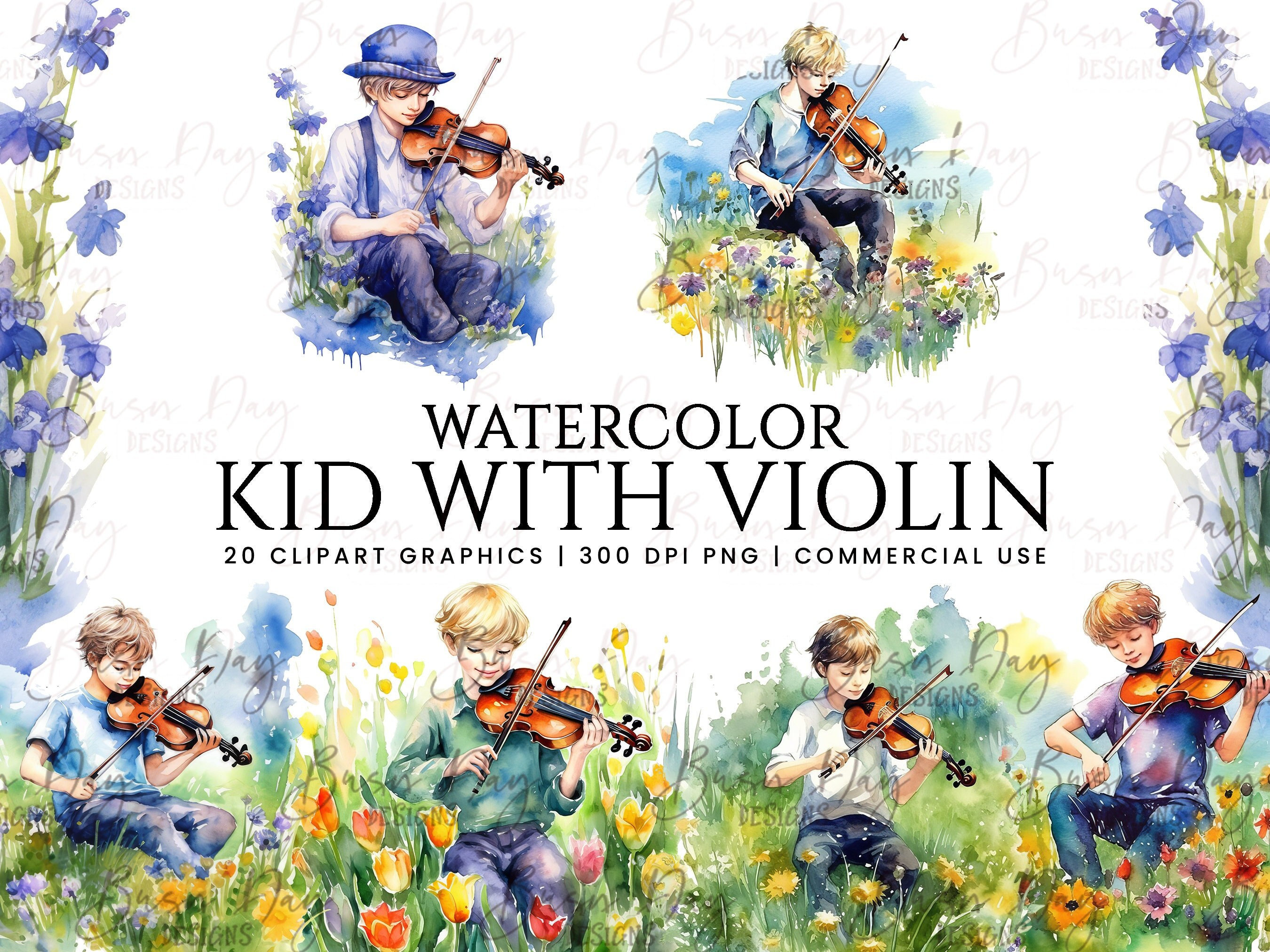 Kid Playing Violin Clipart