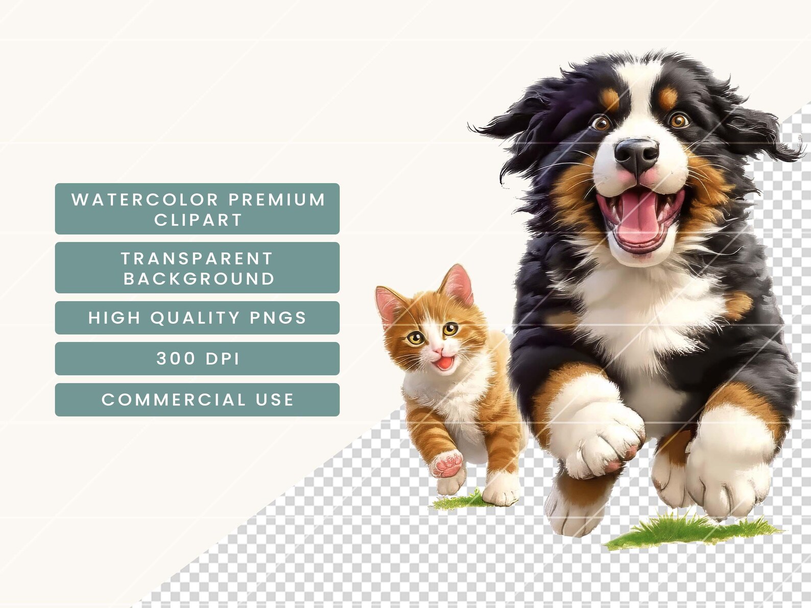 20 Watercolor Cute Cat Dog Clipart Bundle Sublimation Designs Digital ...