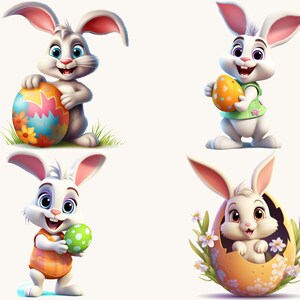 20 Watercolor Easter Bunny Clipart Bundle Sublimation Designs Digital ...