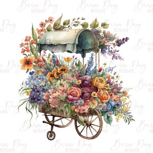 Watercolor Flower Carts Clipart Bundle Digital Download - Etsy