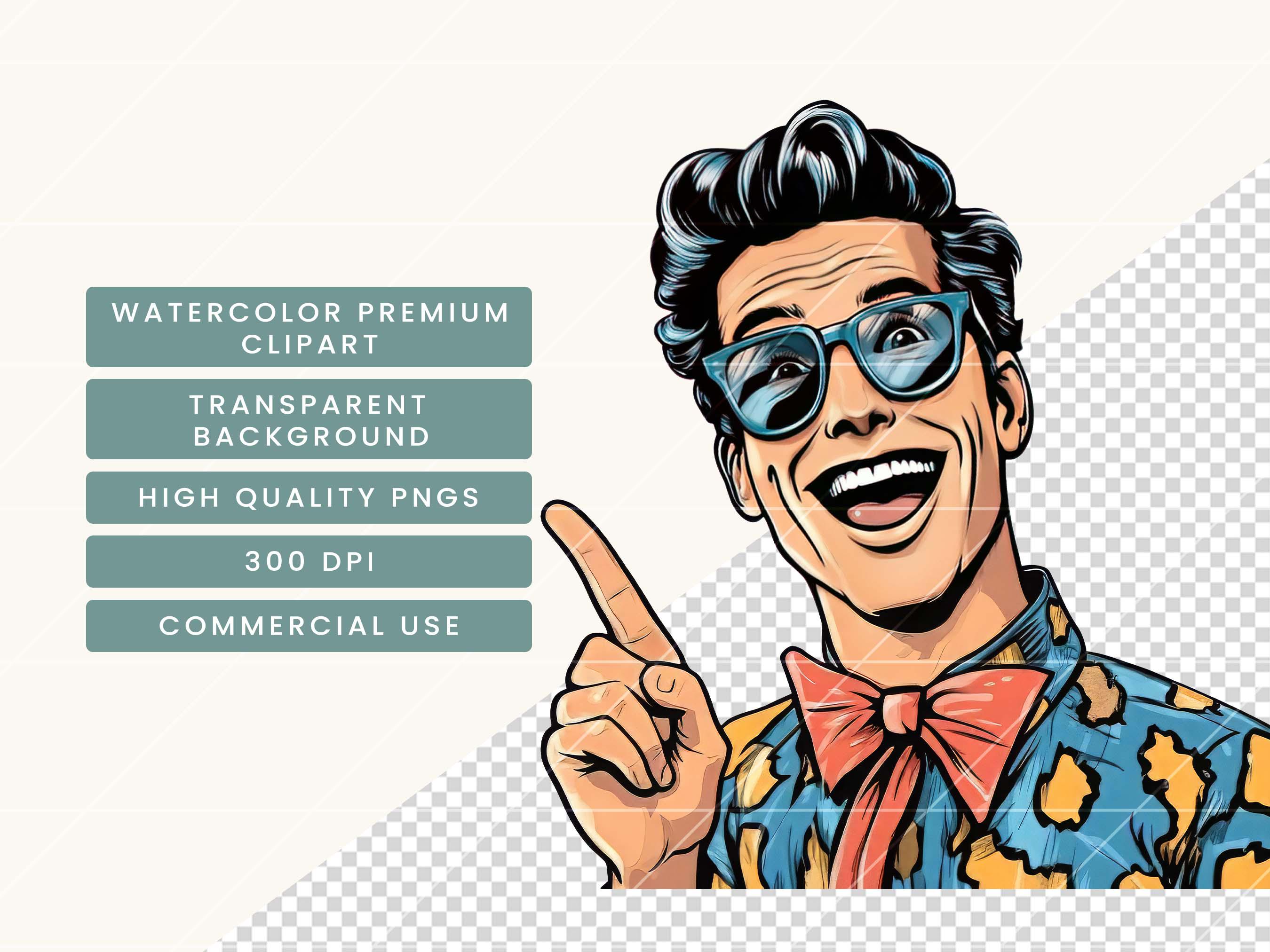 Pop Art Characters Clipart: 30 PNG Watercolor Designs (digital Download ...