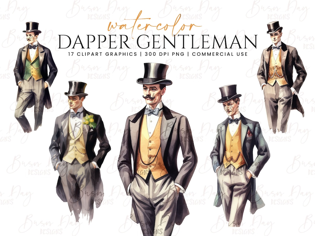 Watercolor Dapper Gentleman Clipart Bundle Digital Download - Etsy