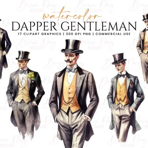 Watercolor Dapper Gentleman Clipart Bundle Digital Download - Etsy