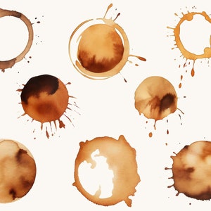 48 Watercolor Coffee Stain Clipart Bundle Digital Download Sublimation ...