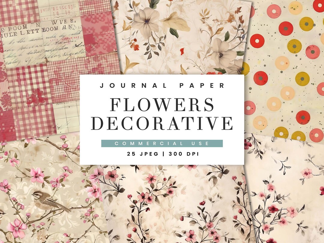 25 Junk Journal Kits, Vintage Flowers Decorative Paper Pack Sublimation ...