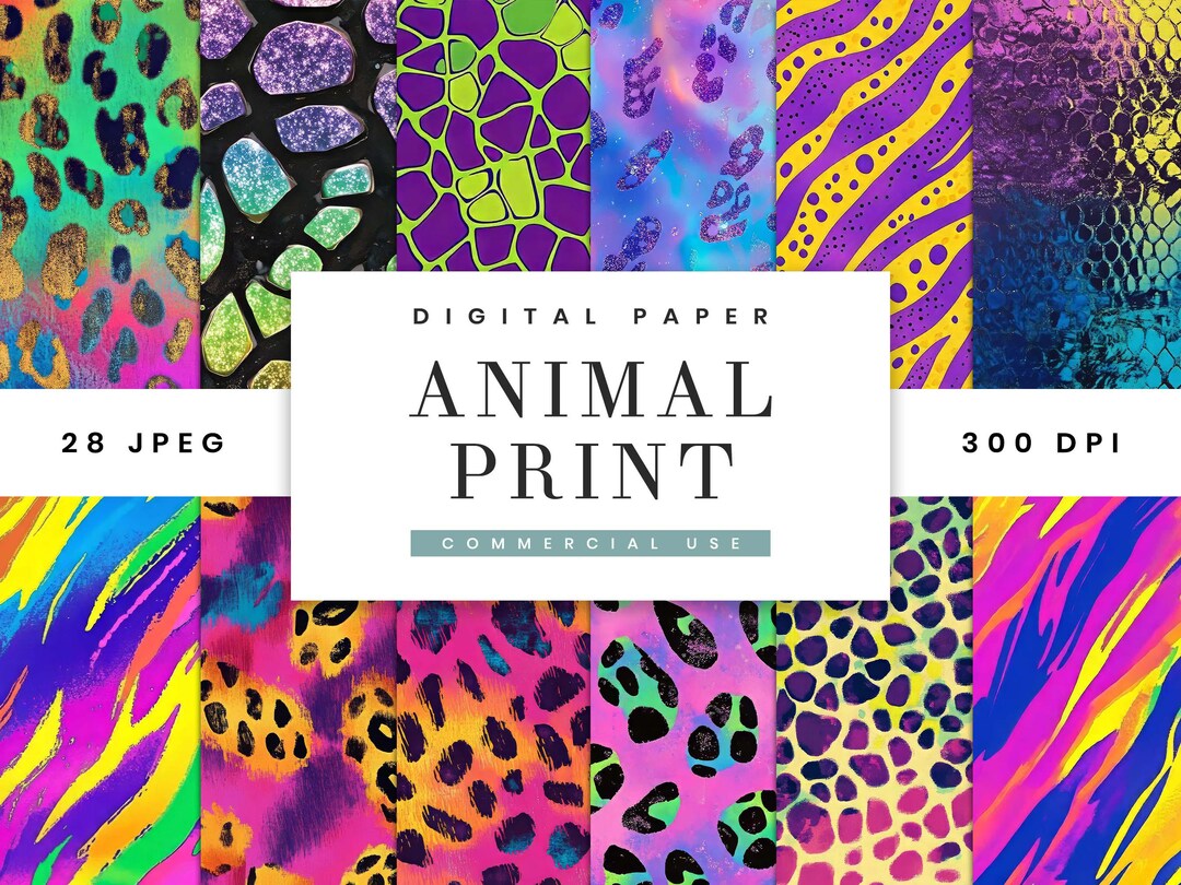 28 Colorful Animal Prints Digital Paper Seamless Pattern, Digital Paper ...