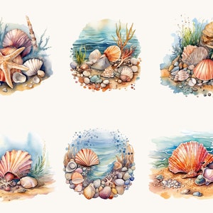 Watercolor Tidepool Clipart Bundle: Seascape Sublimation Designs ...