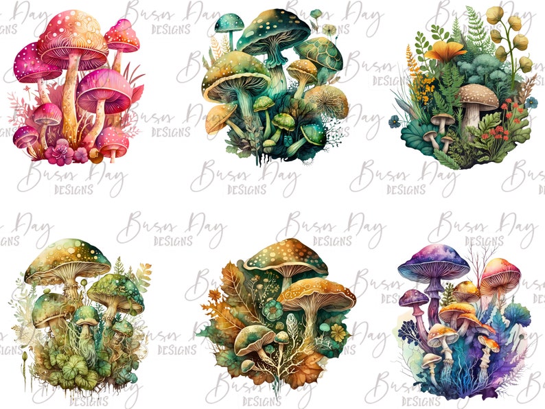Watercolor Mystical Mushroom Clipart Bundle (digital Download) - Etsy