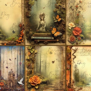 30 Forest Theme Vintage Paper Bundle, Digital Scrapbooking, Digital ...