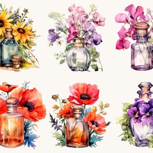 27 Watercolor Perfume Bottles Clipart Bundle, Commercial Use, Digital ...