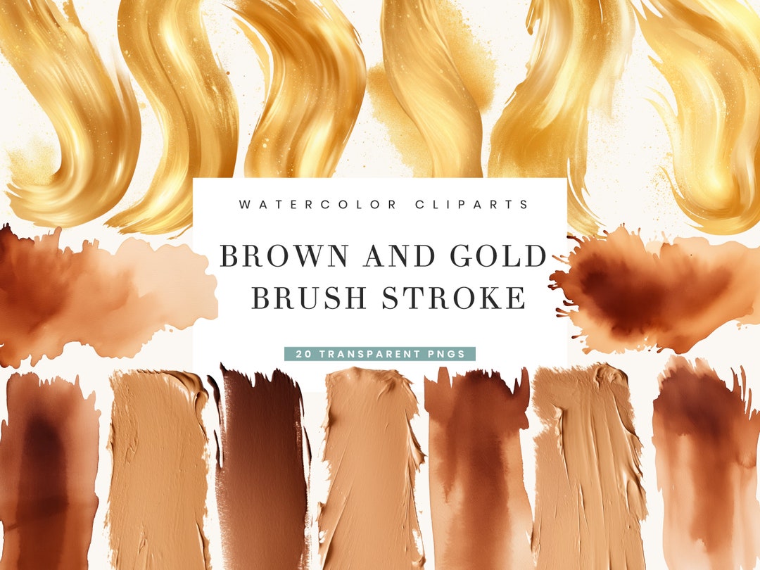 Gold Brush Stroke Clipart: Brown Watercolor Designs (digital Download ...
