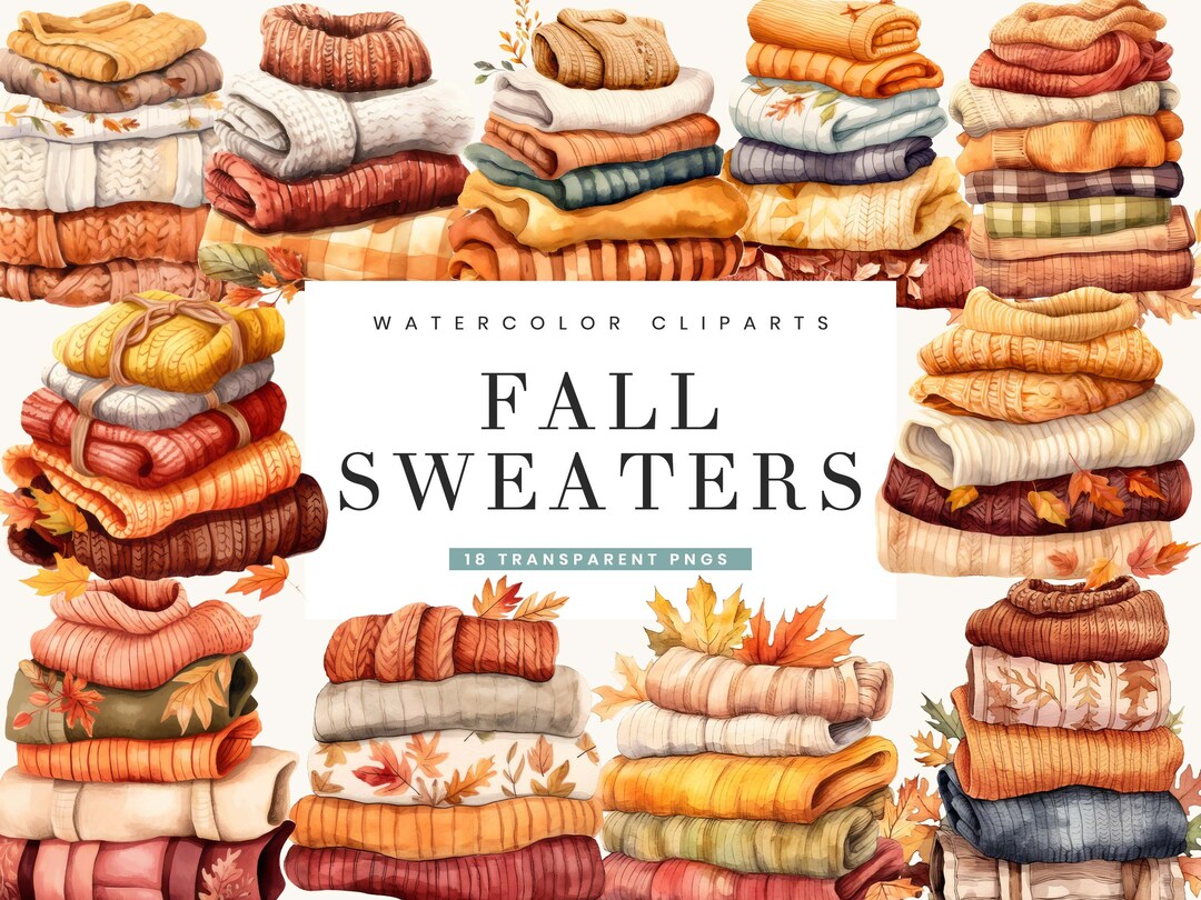 18 Watercolor Fall Sweaters Clipart Bundle Digital Download Printable ...