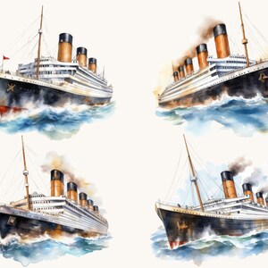 16 Watercolor Titanic Ocean Liner Clipart Bundle Sublimation Designs ...