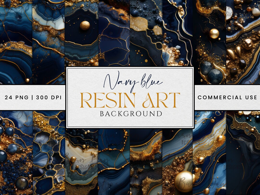Navy Blue Resin Art Backgrounds: 24 Sublimation Designs (digital ...