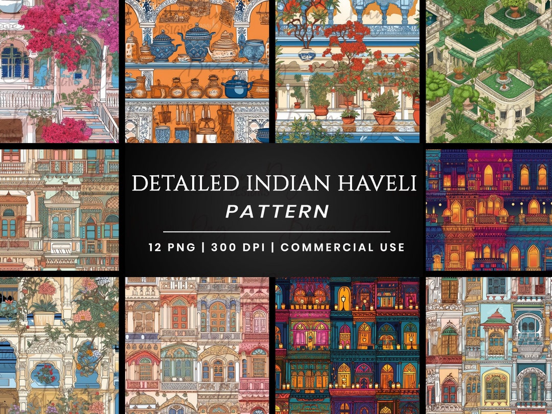 Indian Heritage Digital Paper: Detailed Haveli Patterns (digital ...