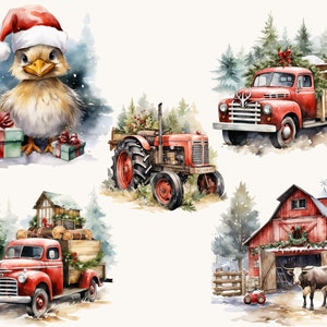 Watercolor Cottage Farm Christmas Clipart Bundle (digital Download) - Etsy