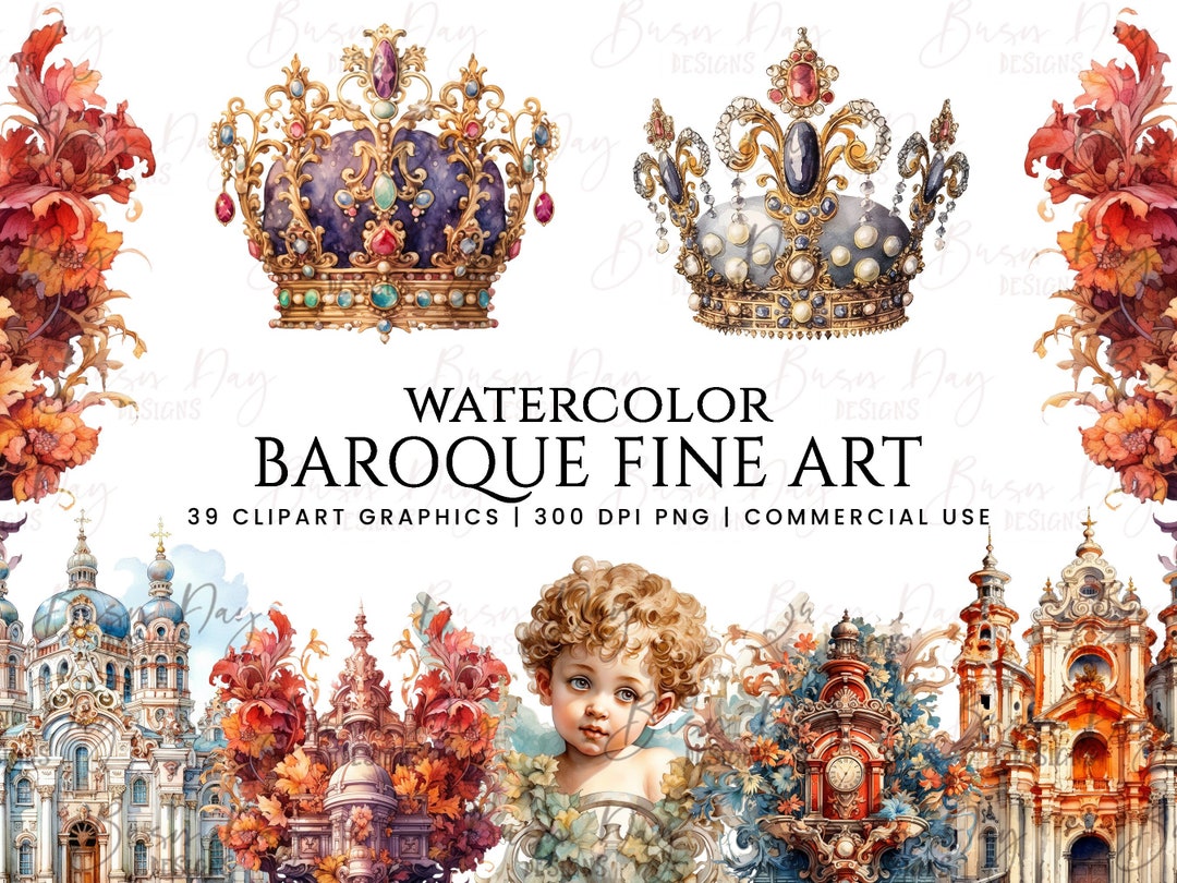 39 Watercolor Baroque Fine Art Bundle, Digital Download, Digital ...