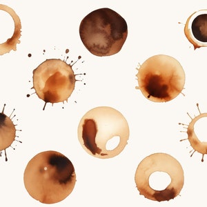 48 Watercolor Coffee Stain Clipart Bundle Digital Download Sublimation ...