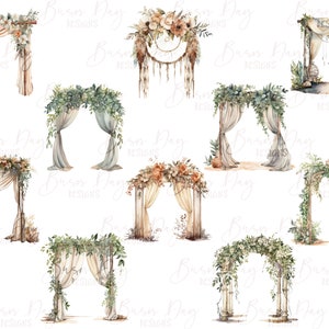 Watercolor Arches Clipart Bundle: Boho Wedding PNG (digital Download ...
