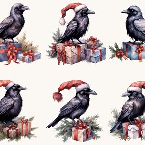 18 Watercolor Santa Crow Bird Clipart Bundle Digital Download Printable ...