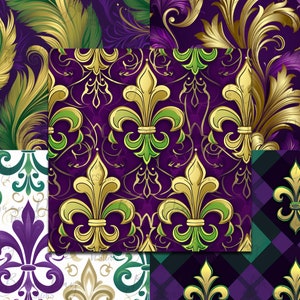 20 Seamless Mardi Gras Digital Paper Junk Journal, Digital Download ...