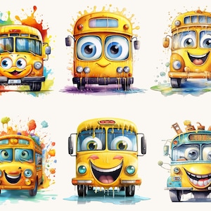 Watercolor Funny Faces School Bus Clipart Bundle (digital Download) - Etsy