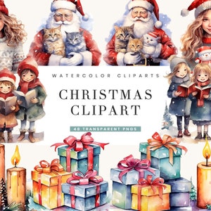 48 Watercolor Christmas Clipart Bundle Digital Download, Sublimation ...