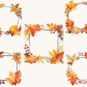 20 Watercolor Autumn Frames Clipart Bundle Digital Download, Printable ...