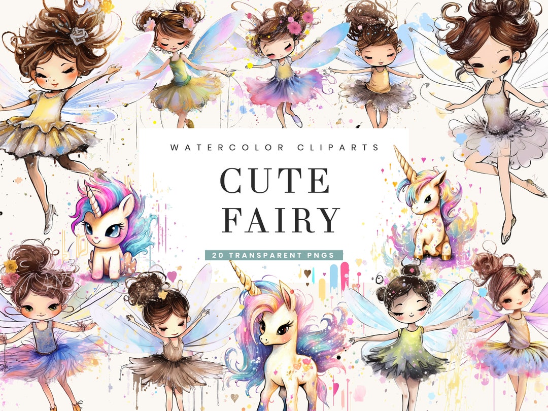 20 Watercolor Cute Fairy Clipart Bundle Digital Download Sublimation ...