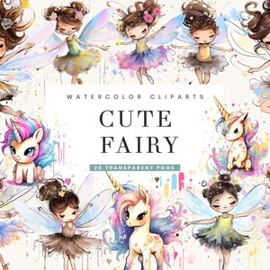 20 Watercolor Cute Fairy Clipart Bundle Digital Download Sublimation ...