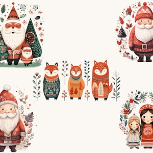 Scandinavian Christmas Clipart: Folk Art PNG Bundle (digital Download ...