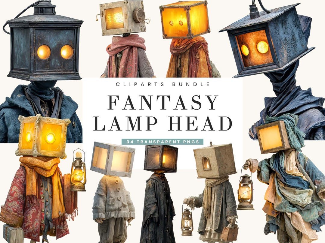 34 Fantasy Lamp Head Clipart Bundle Sublimation Designs Digital ...