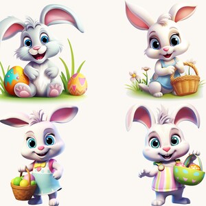 20 Watercolor Easter Bunny Clipart Bundle Sublimation Designs Digital ...