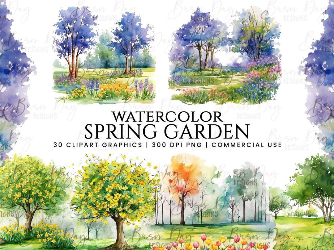 Watercolor Spring Garden Clipart Bundle (digital Download) - Etsy