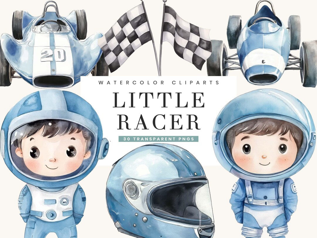 30 Watercolor Little Racer Clipart Bundle Sublimation Designs Digital ...