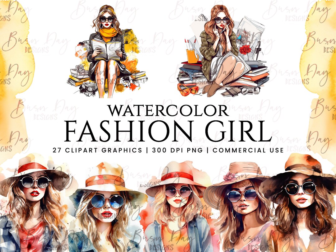 Watercolor Fashion Girl Clipart Bundle (digital Download) - Etsy