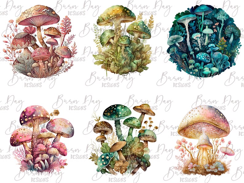 Watercolor Mystical Mushroom Clipart Bundle (digital Download) - Etsy