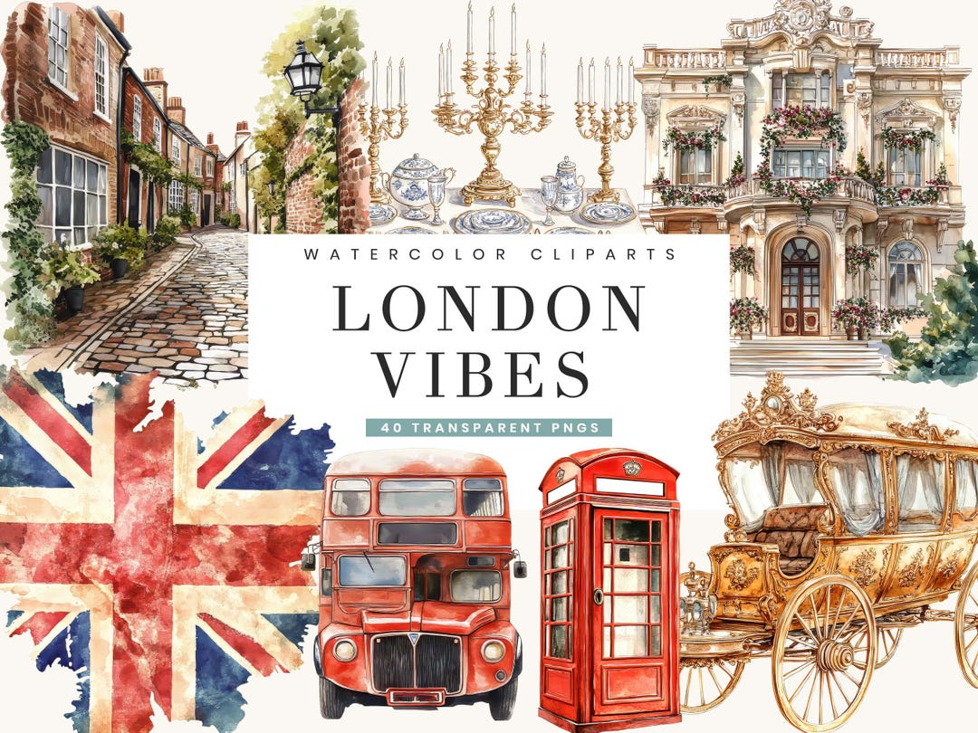 Watercolor London Clipart Bundle: City Vibes, Travel Art (digital ...