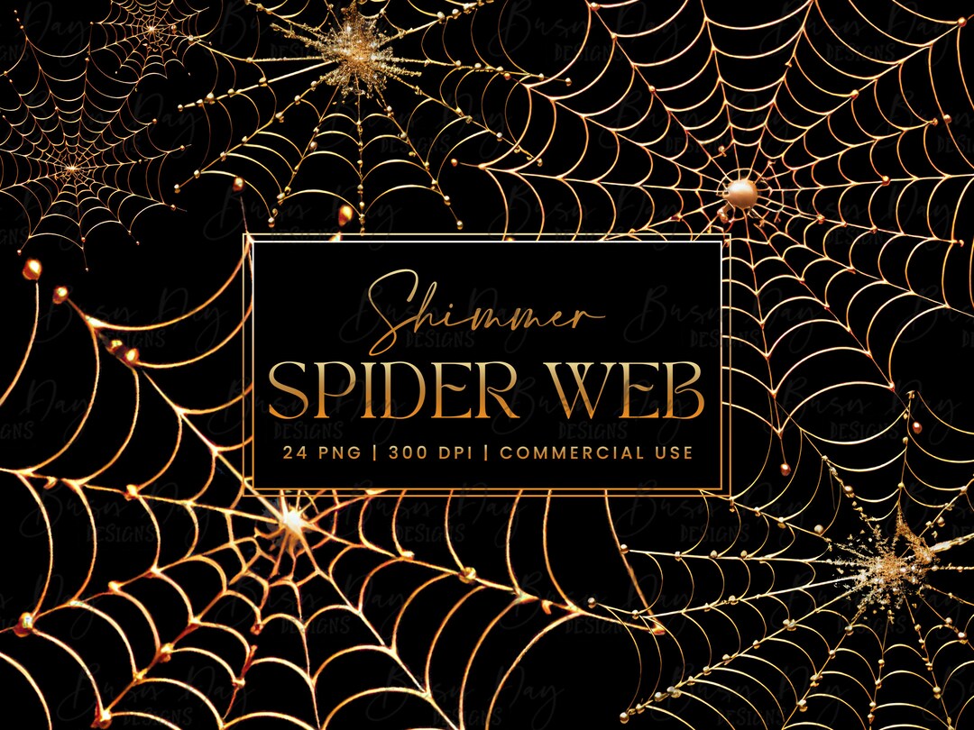 Shimmer Spider Web Clipart Bundle: 24 PNG Sublimation Designs (digital ...
