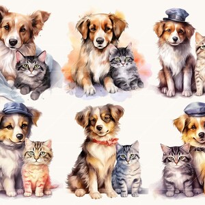 Watercolor Cats and Dogs Clipart Bundle: Sublimation Designs (digital ...